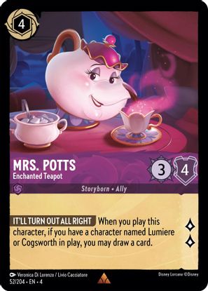Mrs. Potts - Enchanted Teapot 52/204 - Rare - Cold Foil – Kantocards