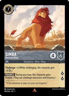 Simba - Returned King - 189/204 - Rare – Kantocards